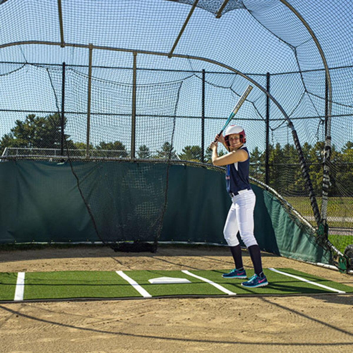 12' X 7' Green Softball Batting Mat Pro (Lined) | On Deck Sports